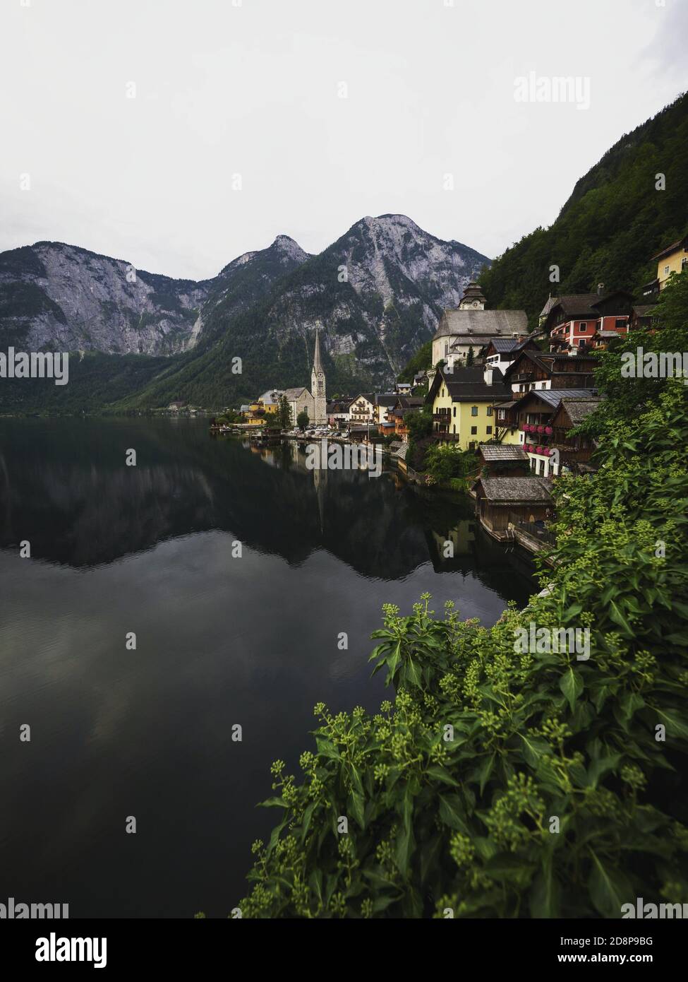 Postcard view of famous traditional village of Hallstatt in Upper ...