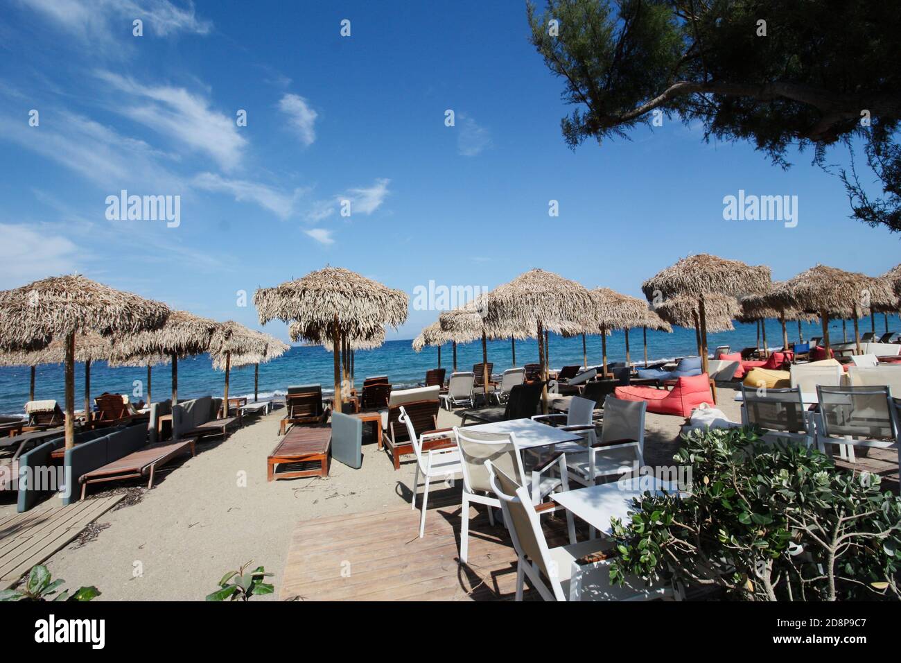 Seaview with umbrella, Porto Rafti, Greece Stock Photo - Alamy