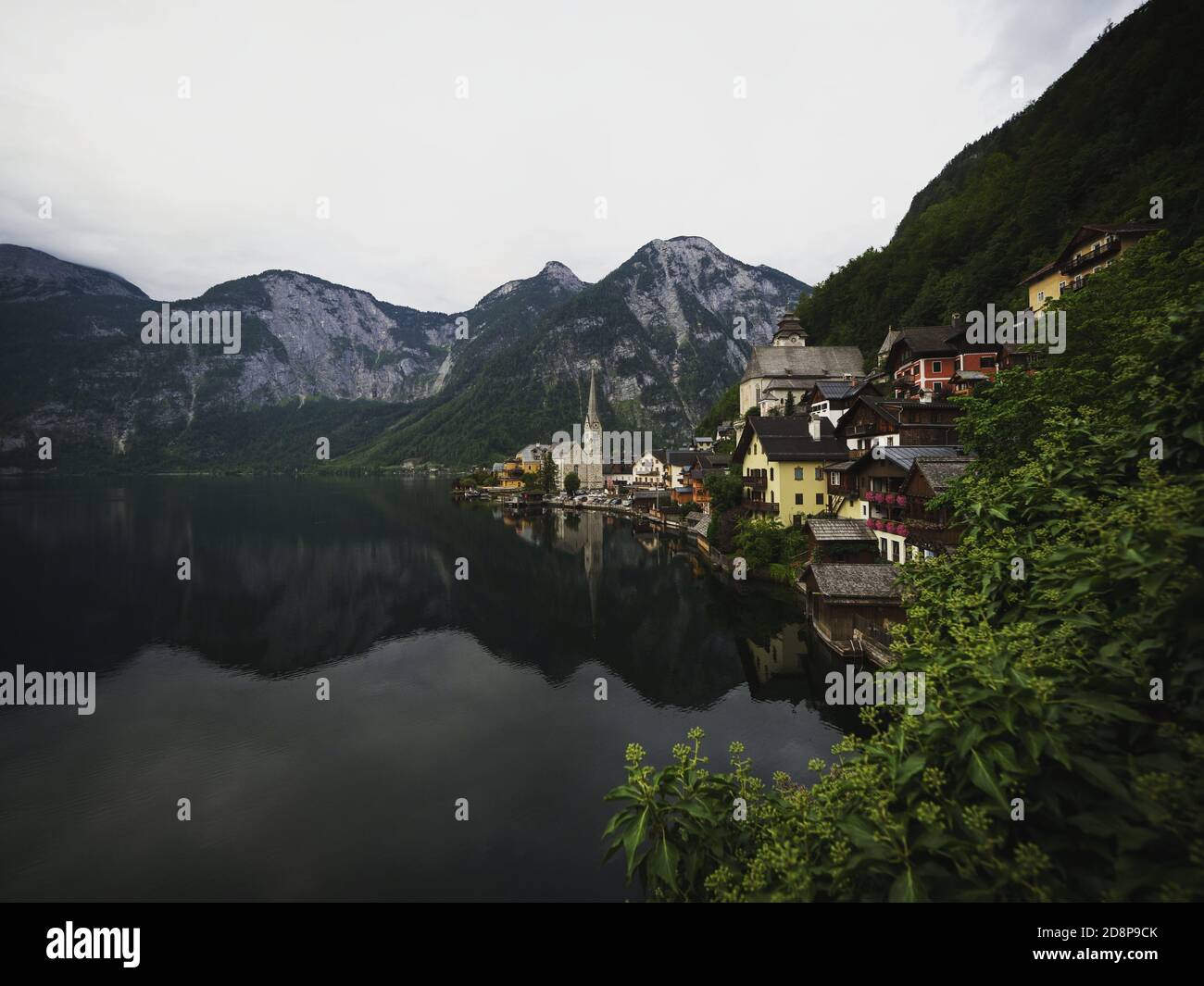 Postcard view of famous traditional village of Hallstatt in Upper ...