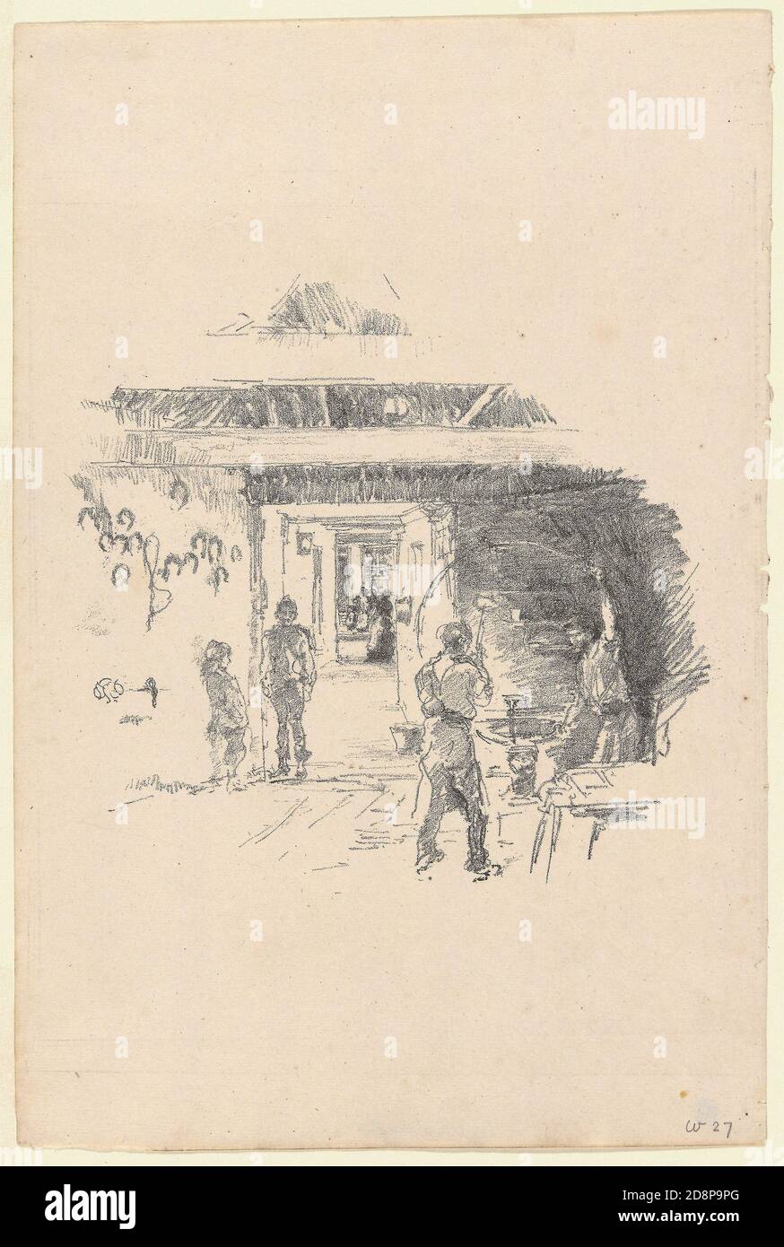 Transfer lithograph in black on cream laid paper Stock Photo - Alamy