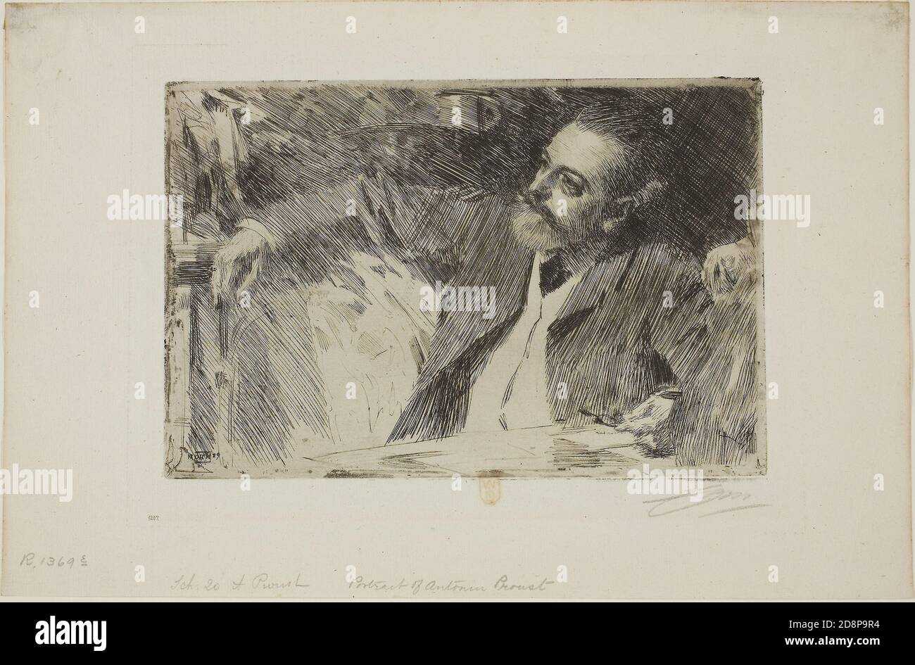 Etching on ivory laid paper Stock Photo - Alamy