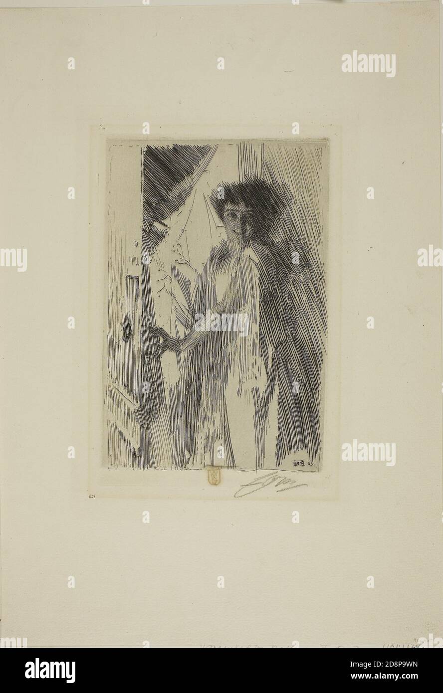 Etching on ivory laid paper Stock Photo - Alamy