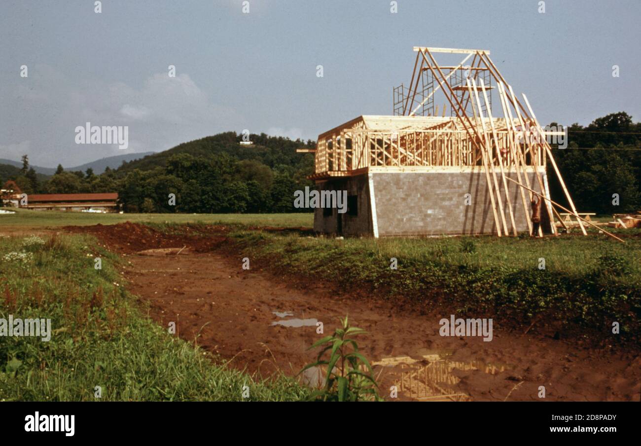 Construction of the first unit of a new alpine village outside of Helen ...
