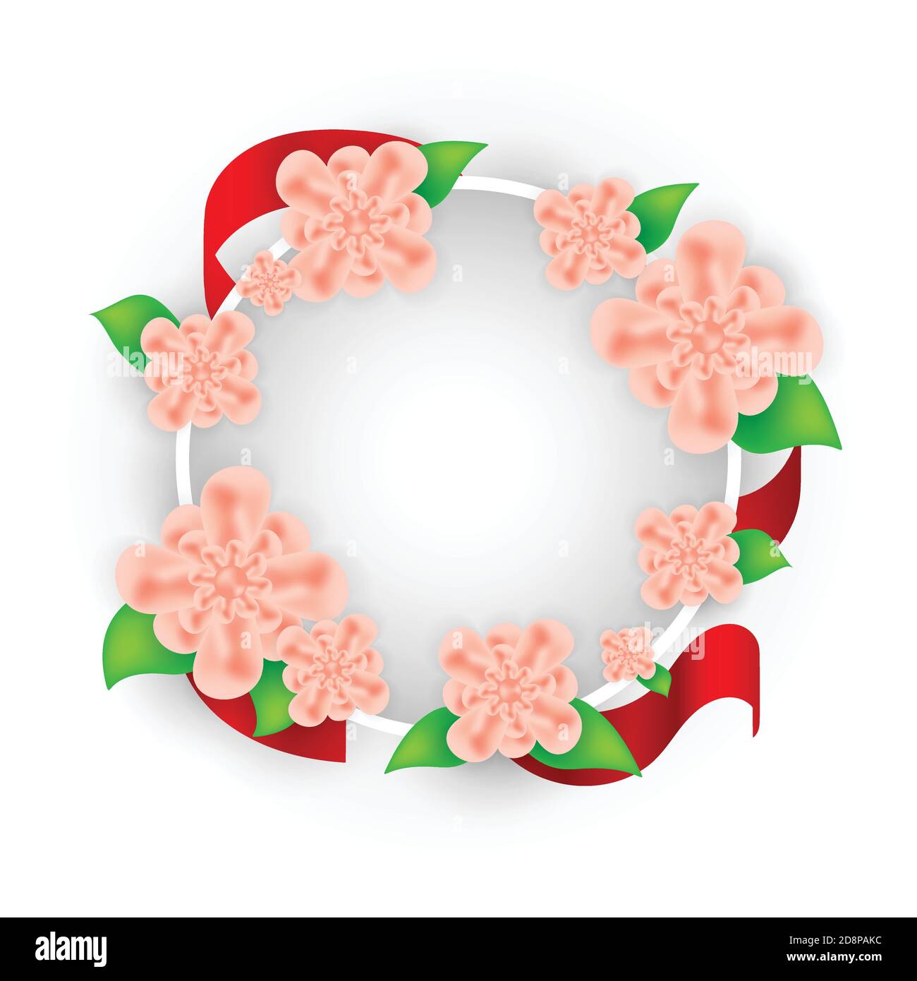 Wedding frame with colorful flowers and ribbons. Vector Illustration ...