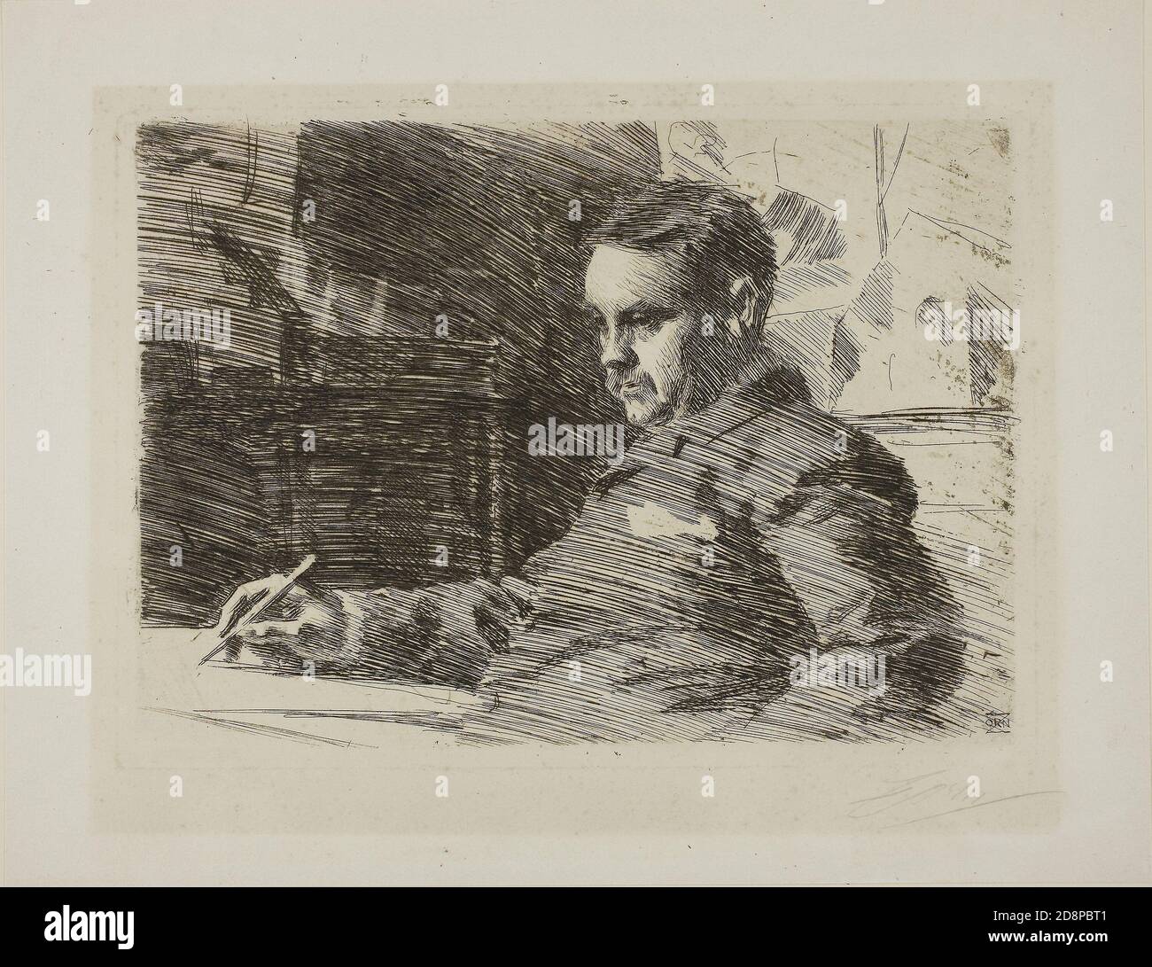 Etching on ivory laid paper Stock Photo - Alamy
