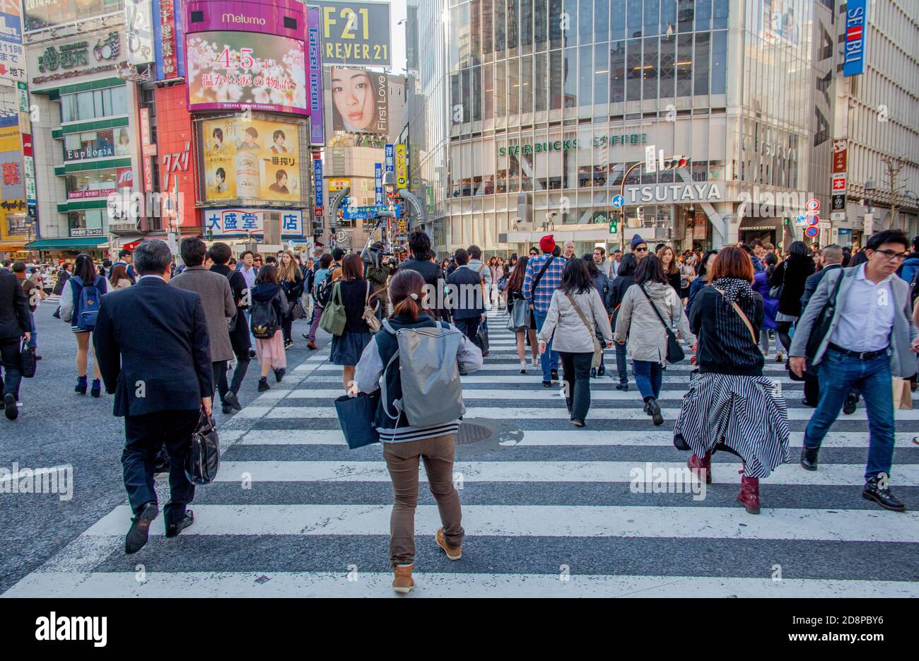 Shibuya (Scramble) Crossing, in Shibuya, Tokyo, Japan; the world's ...
