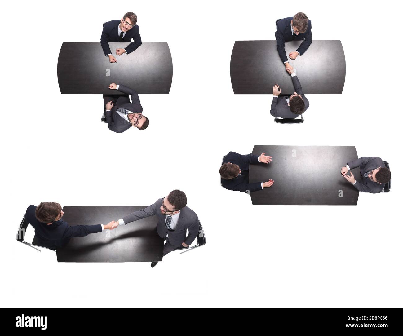 top view. two business people sitting at the Desk Stock Photo - Alamy