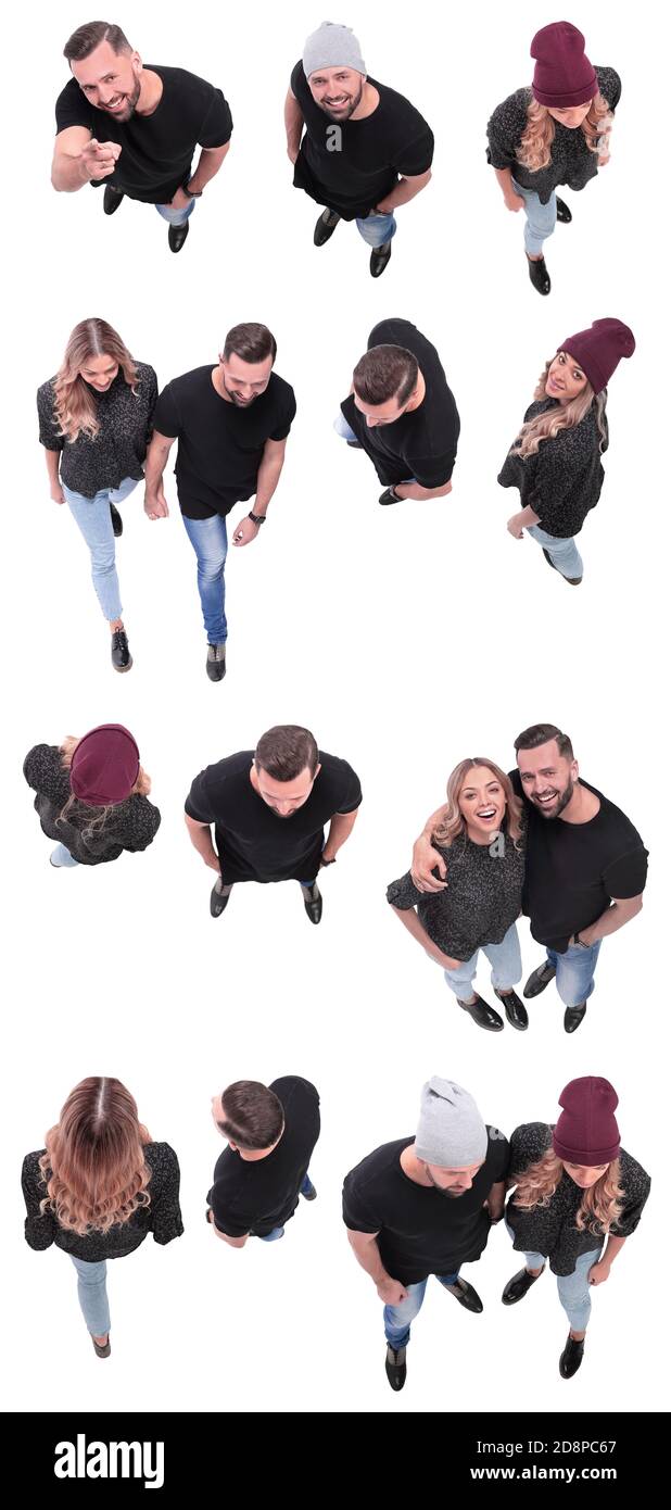 top view. image of modern different young people Stock Photo - Alamy