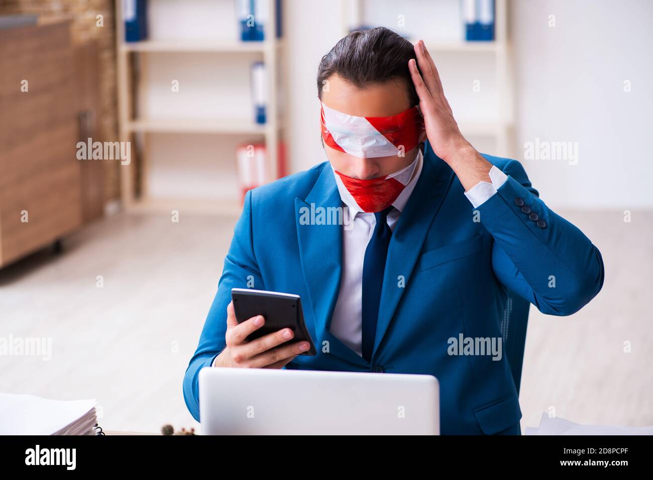 Scared man closed eyes hi-res stock photography and images - Alamy