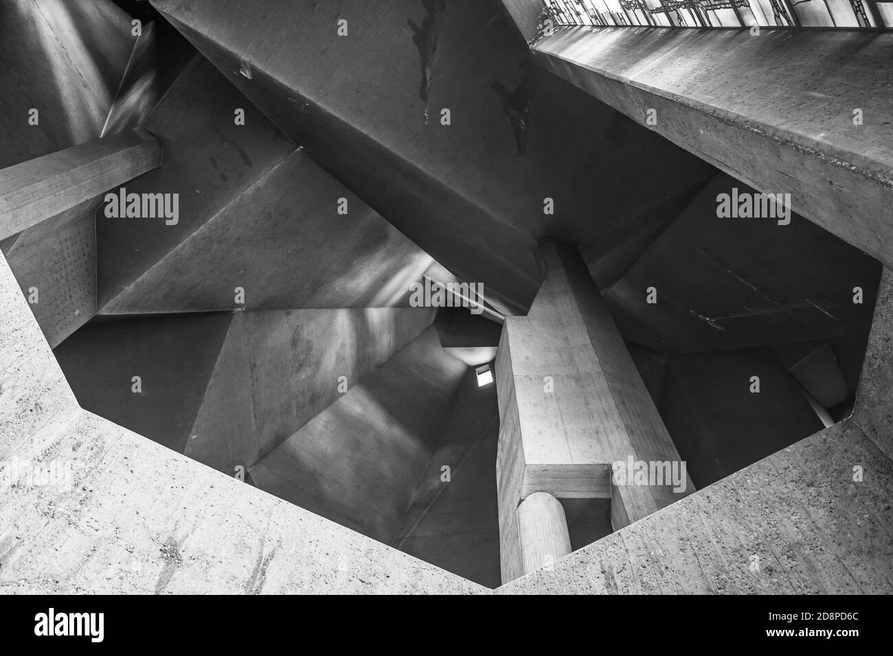 Black and White tone and mood, Detail of rough raw concrete ceiling ...