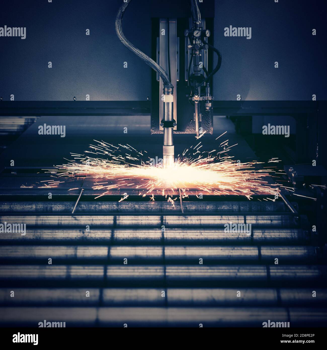 Industrial cnc plasma machine cutting of metal plate Stock Photo - Alamy