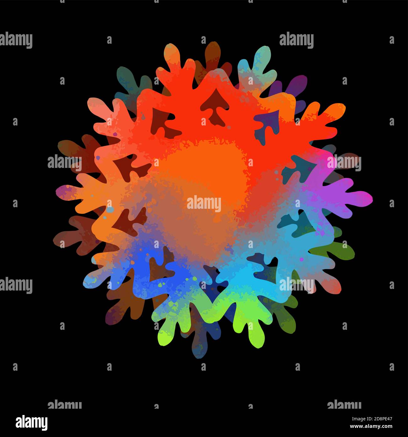 A multi-colored abstraction of a snowflake. Merry Christmas. Mixed ...