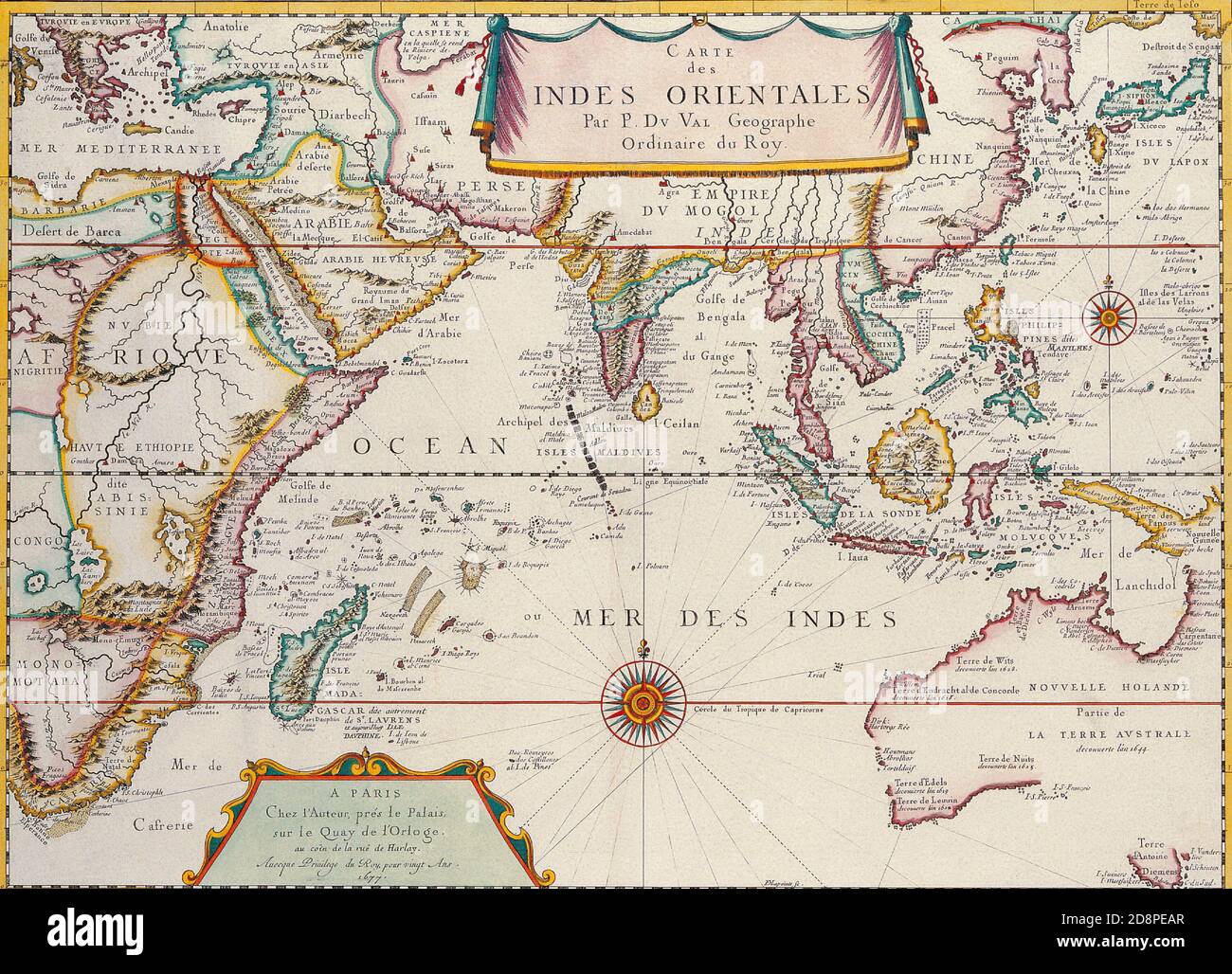 Antique Maps of the World Map of South East Asia Pierre Duval c 1680 ...