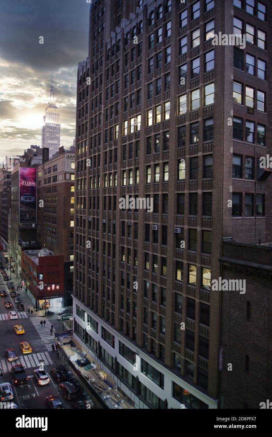 View of the empire state building from a window hi-res stock ...