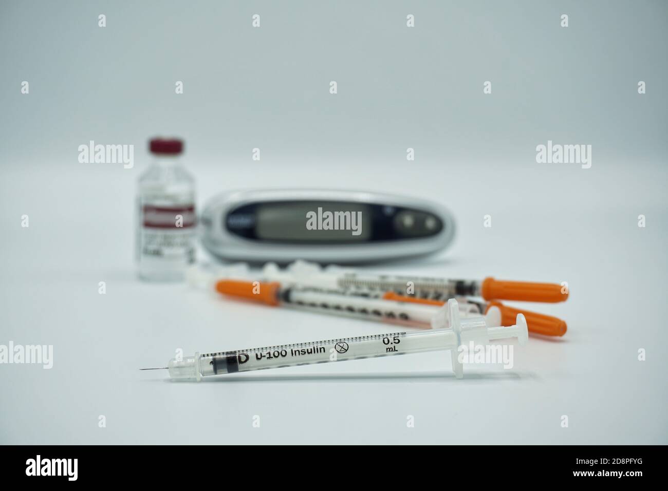 insulin bottle, disposable syringes, pump, blood glucose monitoring for ...