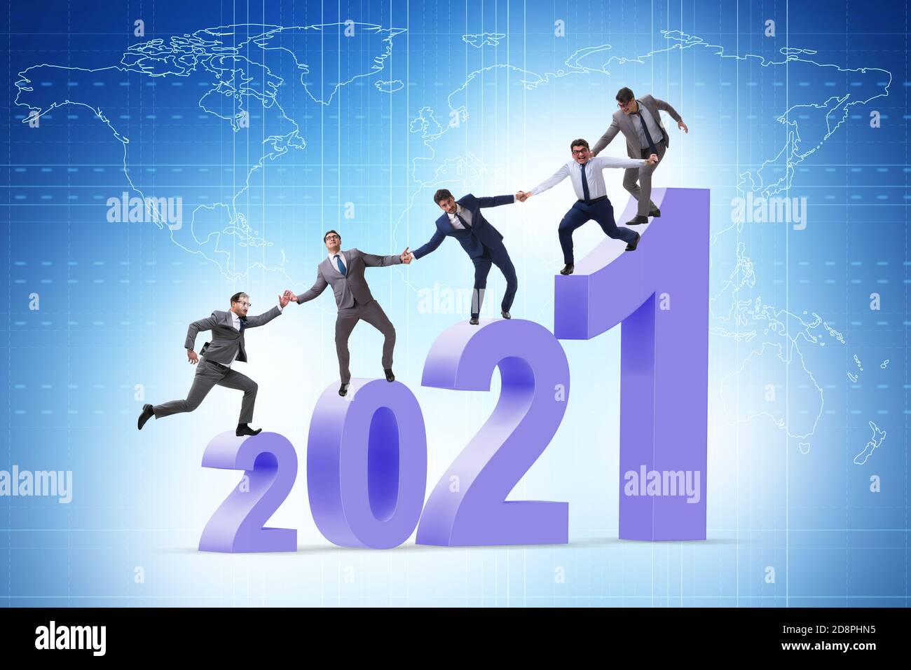 Growth concept with the transition between 2020 and 2021 Stock Photo ...
