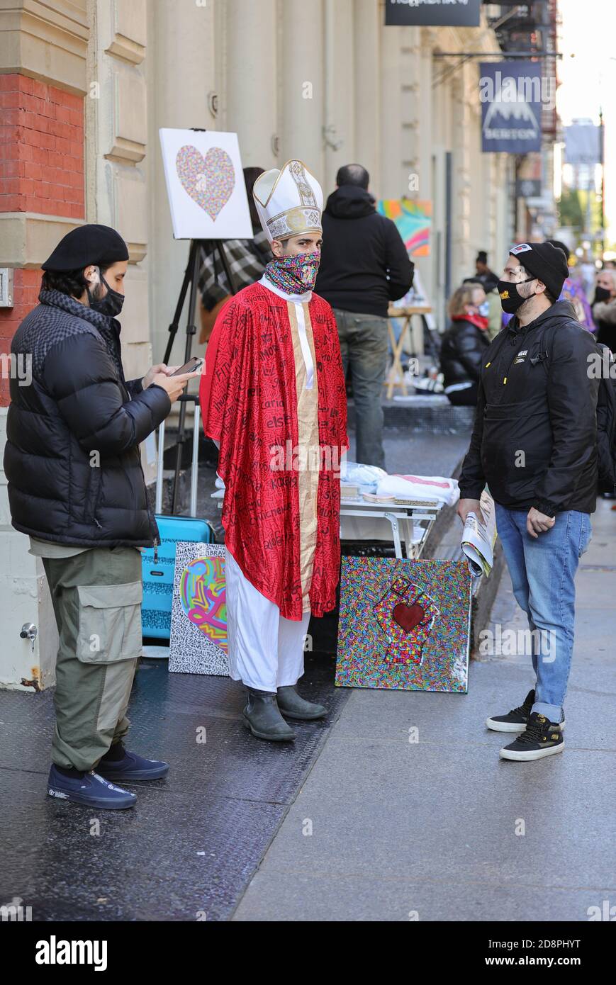 SOHO, New York, USA, October 31, 2020 - Painter Marco Santini During ...