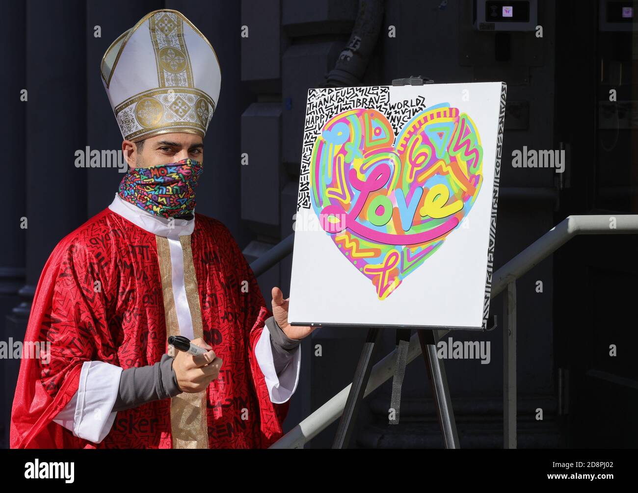 SOHO, New York, USA, October 31, 2020 - Painter Marco Santini During ...