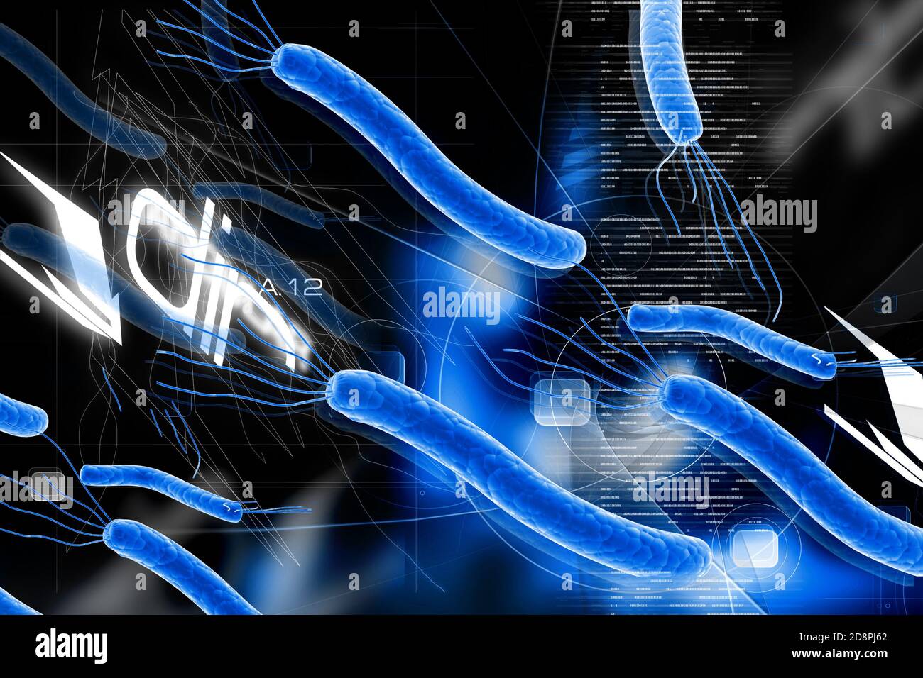 Digital illustration of Helicobacter bacteria in color background Stock ...