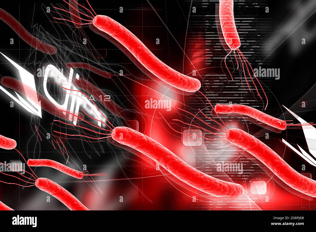 Digital illustration of Helicobacter bacteria in color background Stock ...