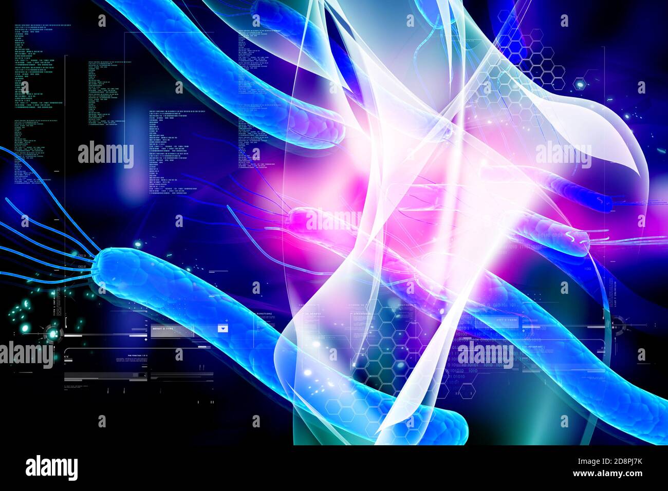 Digital illustration of Helicobacter bacteria in color background Stock ...