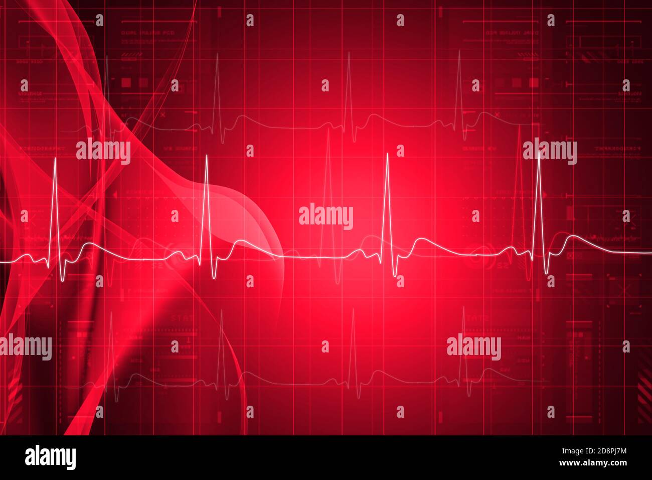 Digital illustration of heart monitor screen with normal beat signal ...