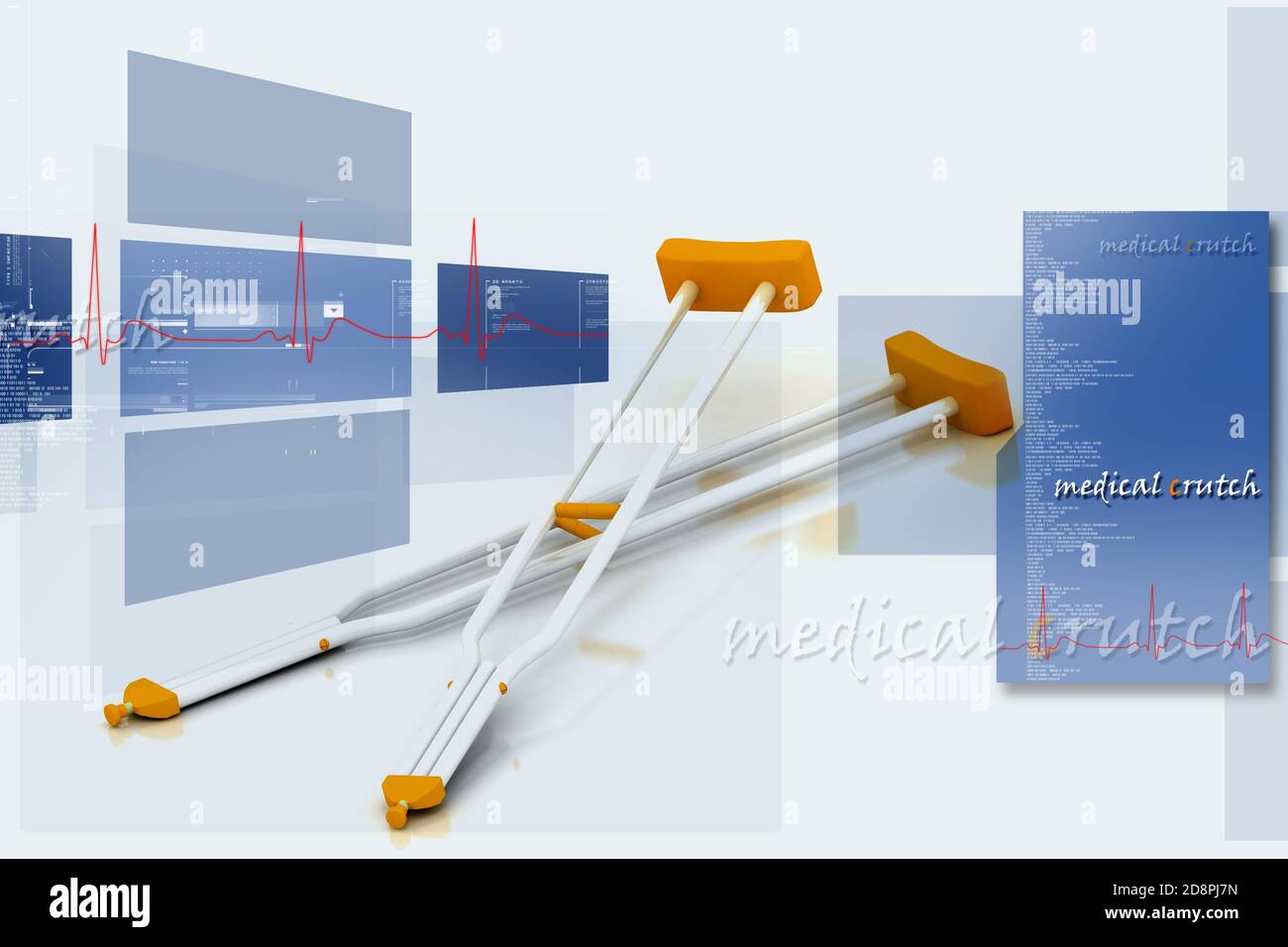 3d multi use medical crutches in color background Stock Photo - Alamy
