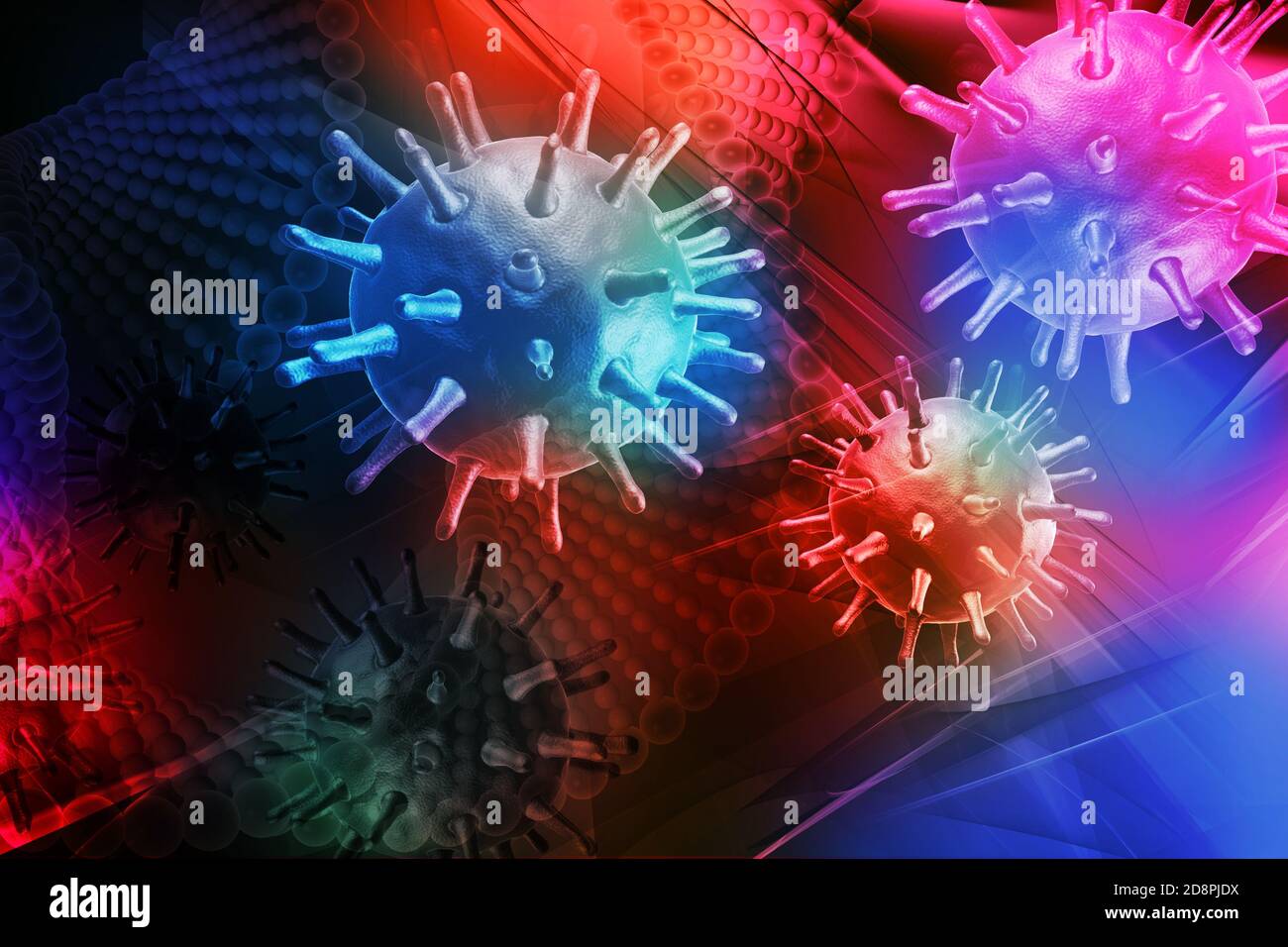 Digital illustration of 3d virus in color background Stock Photo - Alamy