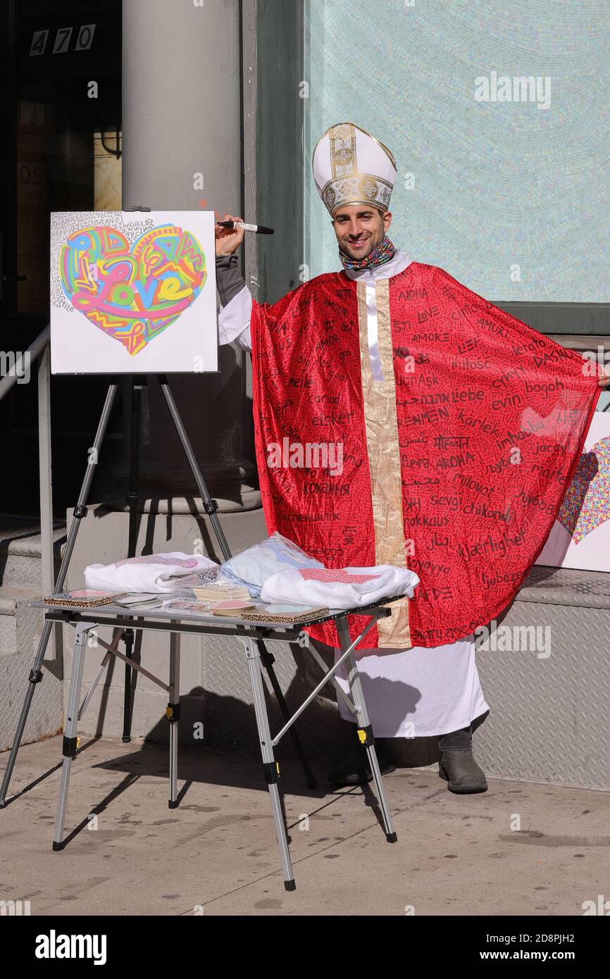 SOHO, New York, USA, October 31, 2020 - Painter Marco Santini During ...
