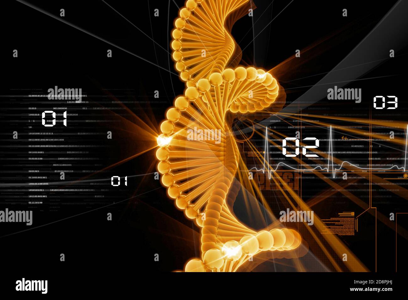 Digital illustration of DNA in abstract background Stock Photo - Alamy