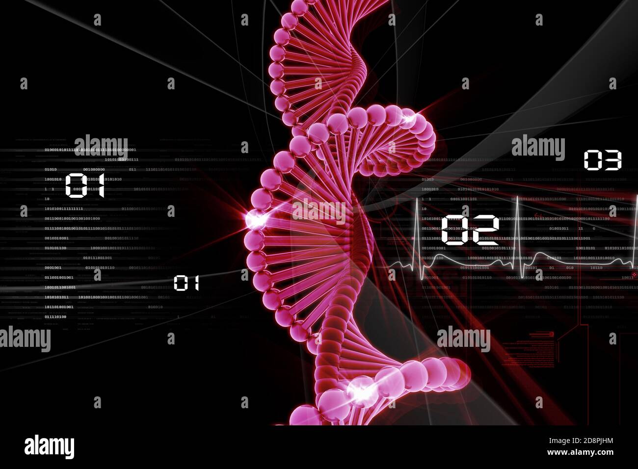 Digital illustration of DNA in abstract background Stock Photo - Alamy