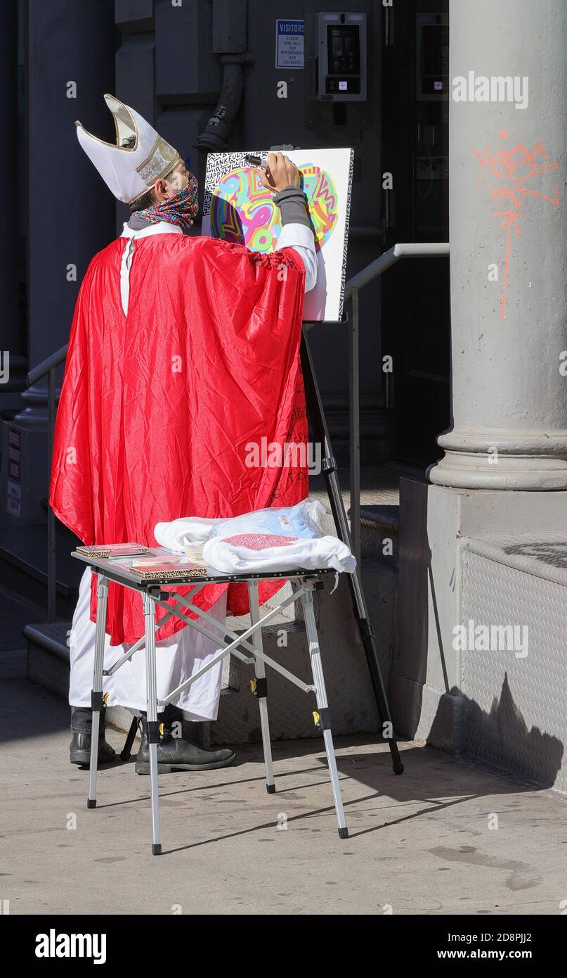 SOHO, New York, USA, October 31, 2020 - Painter Marco Santini During ...