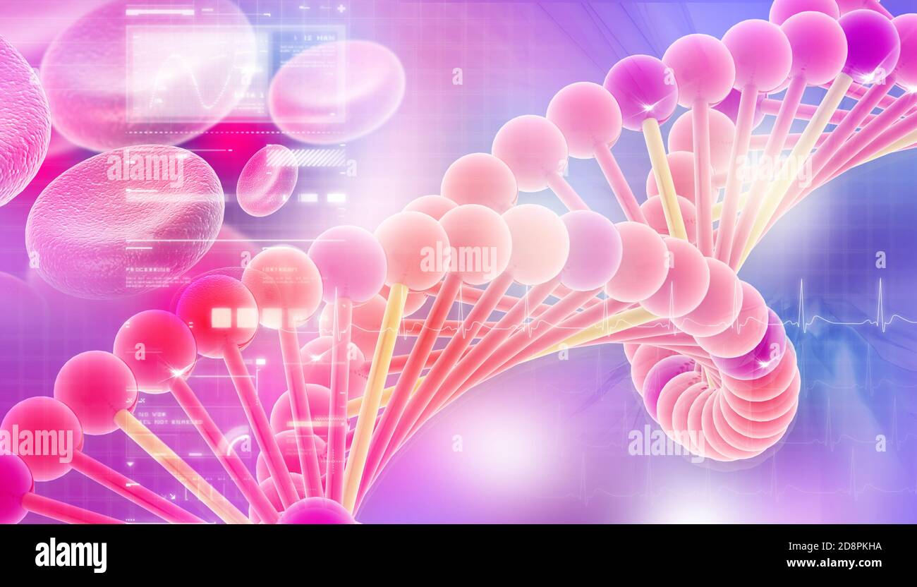 Digital illustration of DNA in abstract background Stock Photo - Alamy