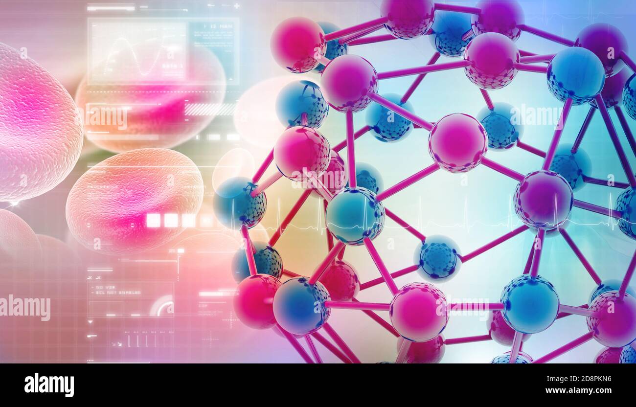 Digital illustration of molecules in abstract background Stock Photo ...