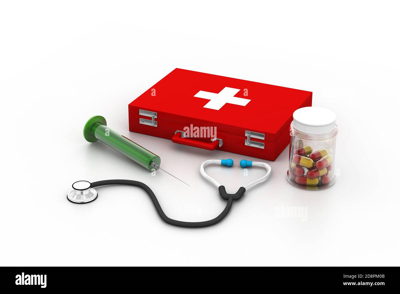 First aid box with medicine Stock Photo - Alamy