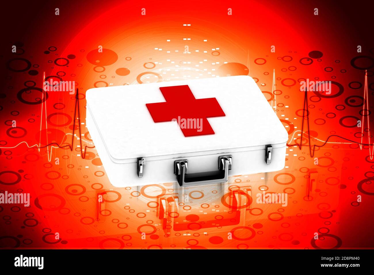 Digital illustration of First aid box in color background Stock Photo ...