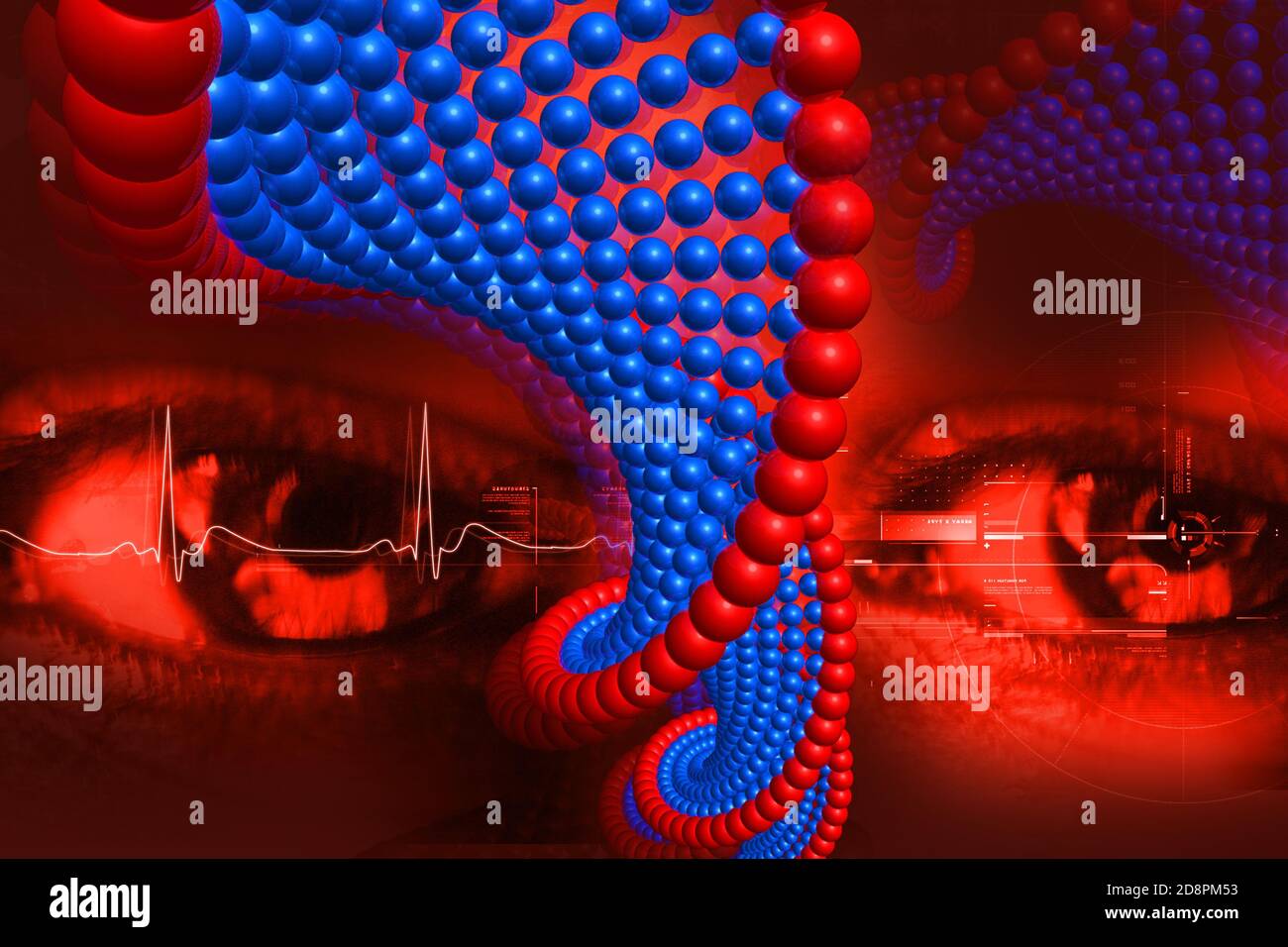 Digital illustration of DNA and eye in color background Stock Photo - Alamy