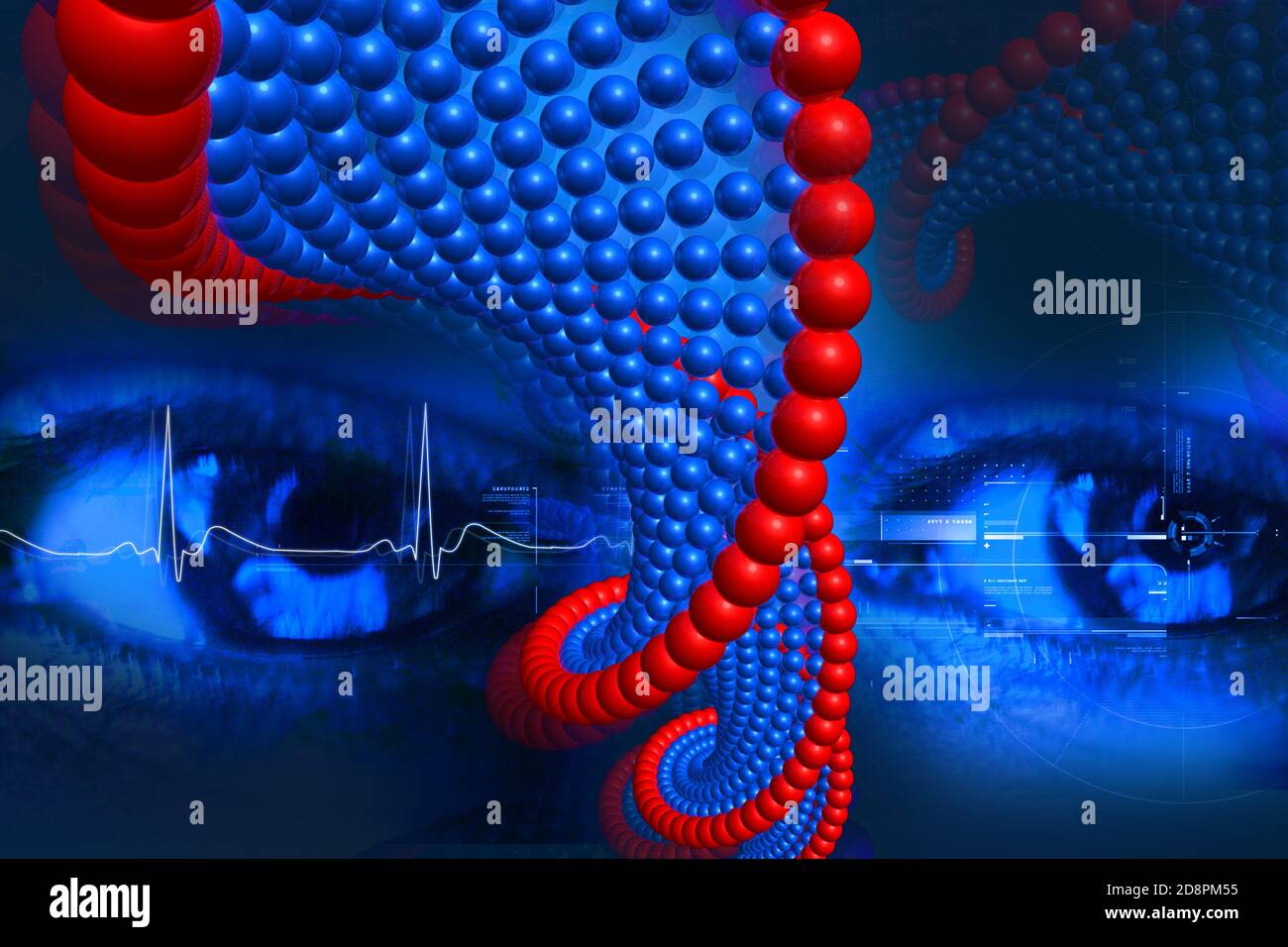 Digital illustration of DNA and eye in color background Stock Photo - Alamy