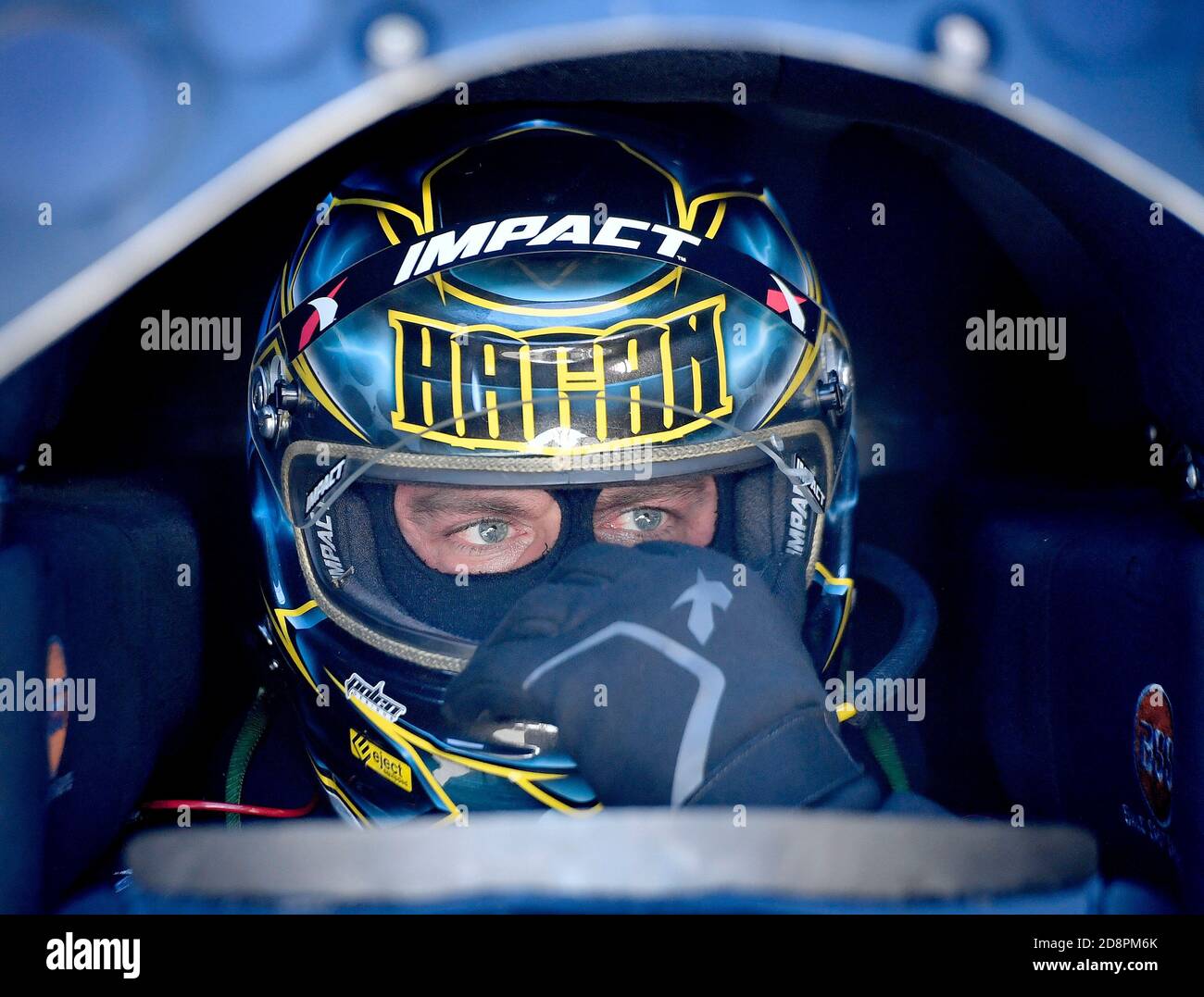 Las Vegas, CA, USA. 31st Oct, 2020. Funny Car driver Matt Hagan sits in ...