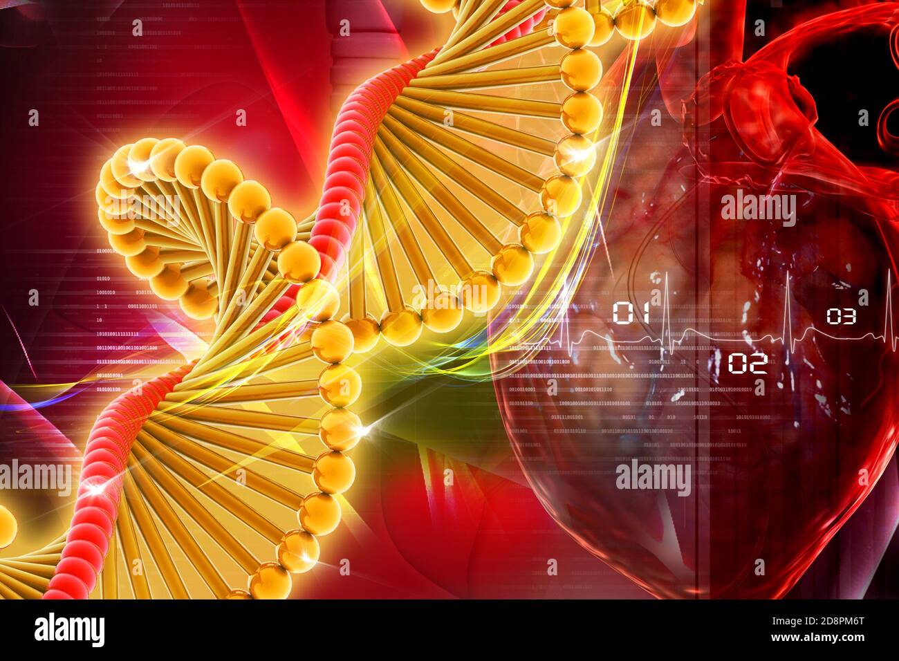 Dna with heart in digital design Stock Photo - Alamy