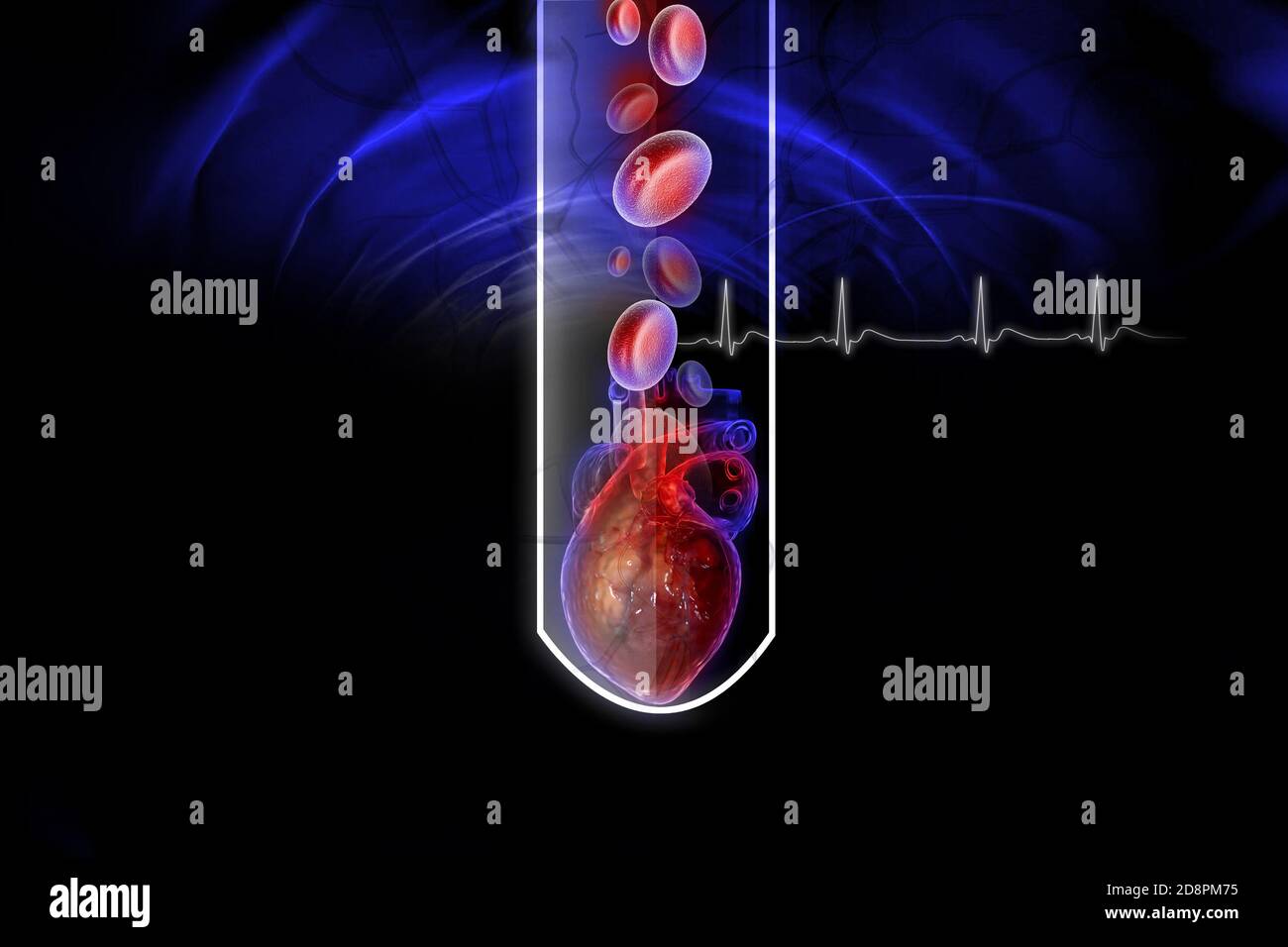 Human heart and blood cell in test-tube Stock Photo - Alamy