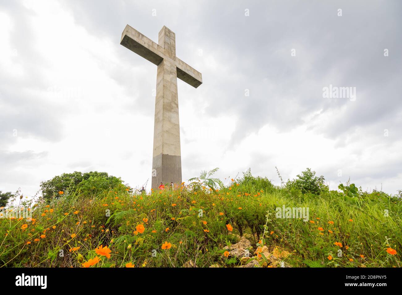 A massive cement cross at a hill in Compostela, Cebu, Philippines Stock ...