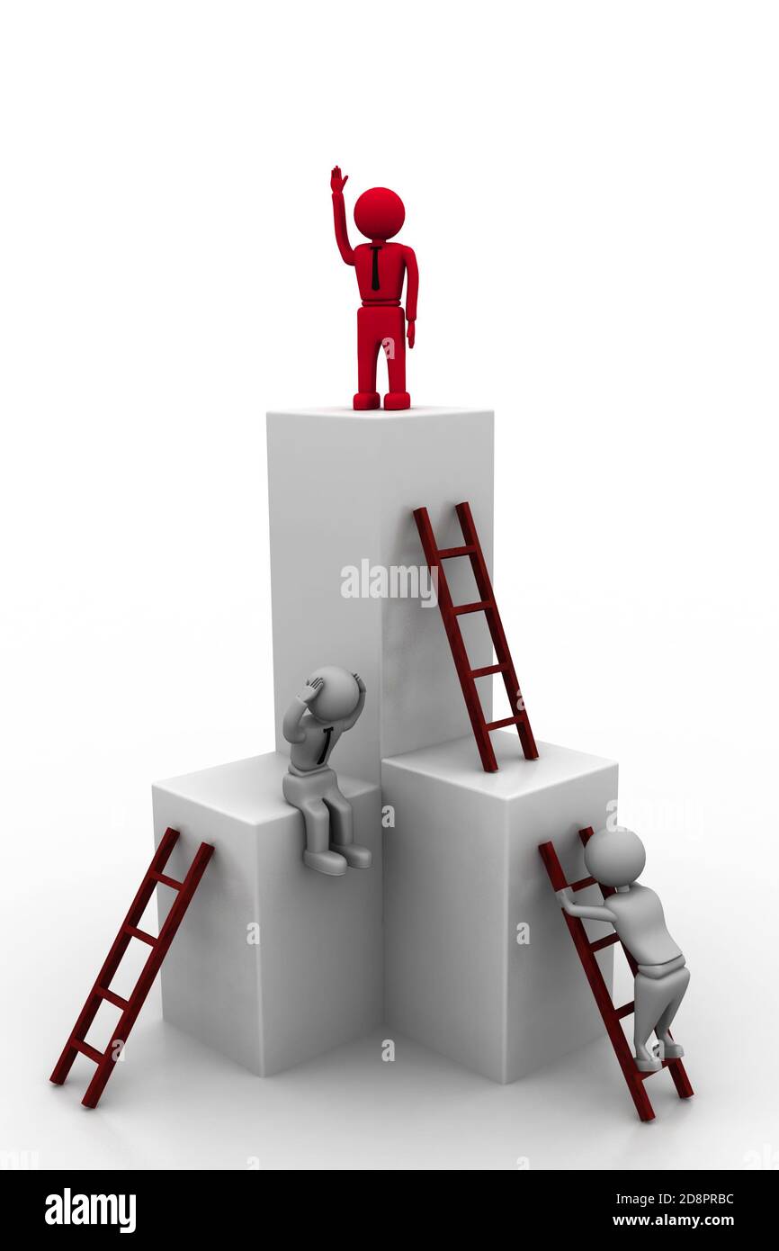 3d business man up ladder for success hi-res stock photography and ...