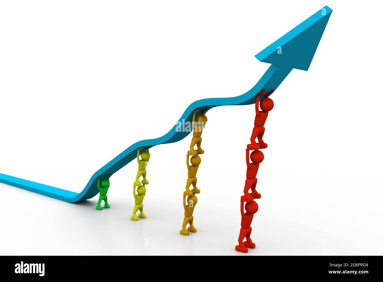People pushing up the blue arrow Stock Photo - Alamy