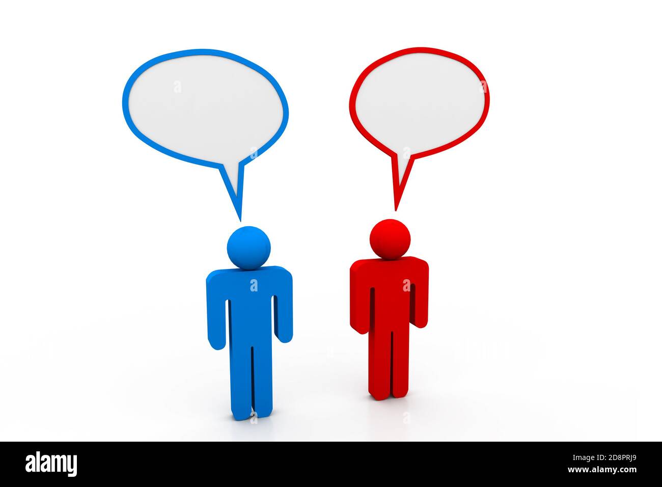 Two people talk in speech bubbles Stock Photo - Alamy