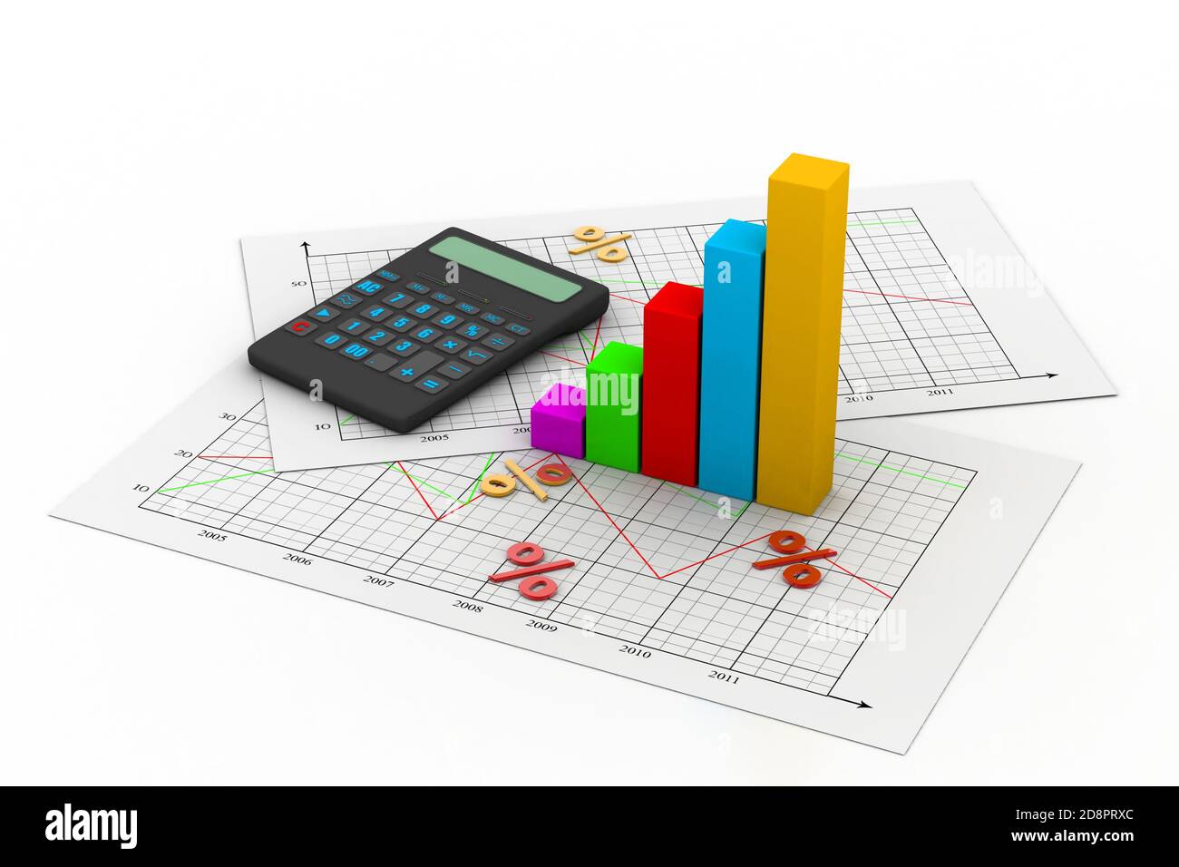 Business chart with calculator Stock Photo - Alamy