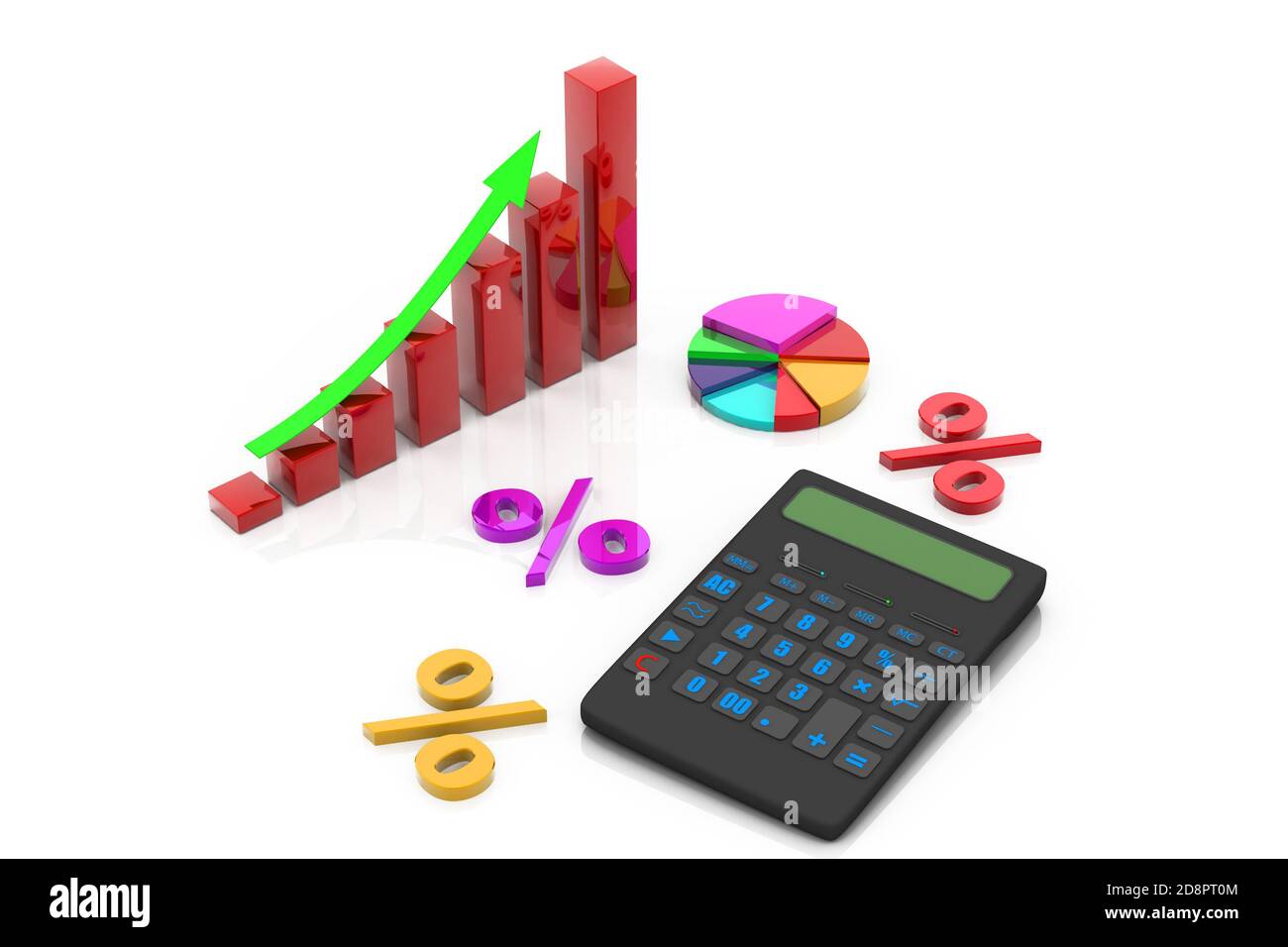 Business Graph With Upward diagram and calculator Stock Photo - Alamy