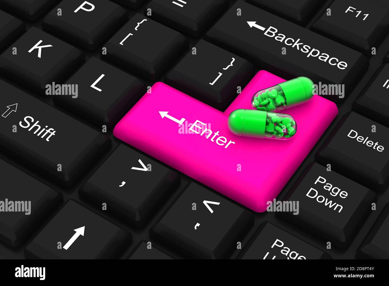 hearts filled in pill on keyboard Stock Photo - Alamy