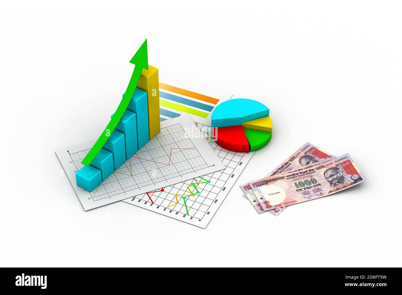 Financial graph, chart with money Stock Photo - Alamy