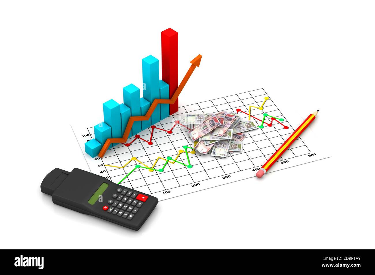 Financial graph with money Stock Photo - Alamy
